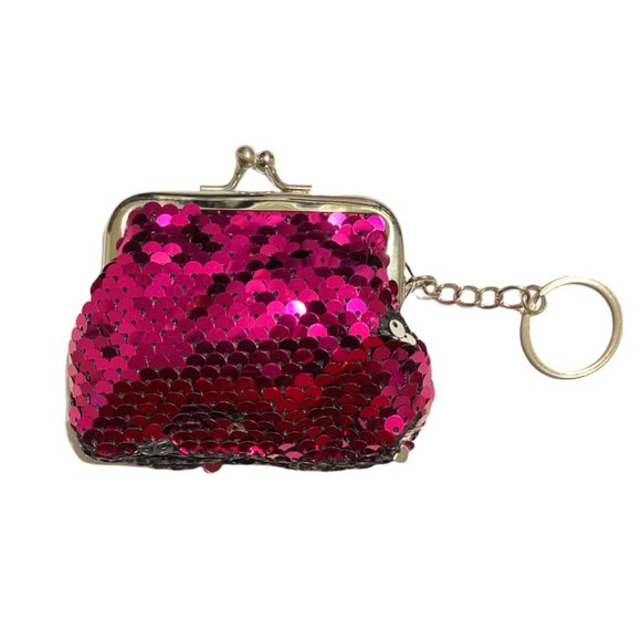 Bags | 35 Dark Pink Color Change Sequin Snap Closure Coin Purse W ...